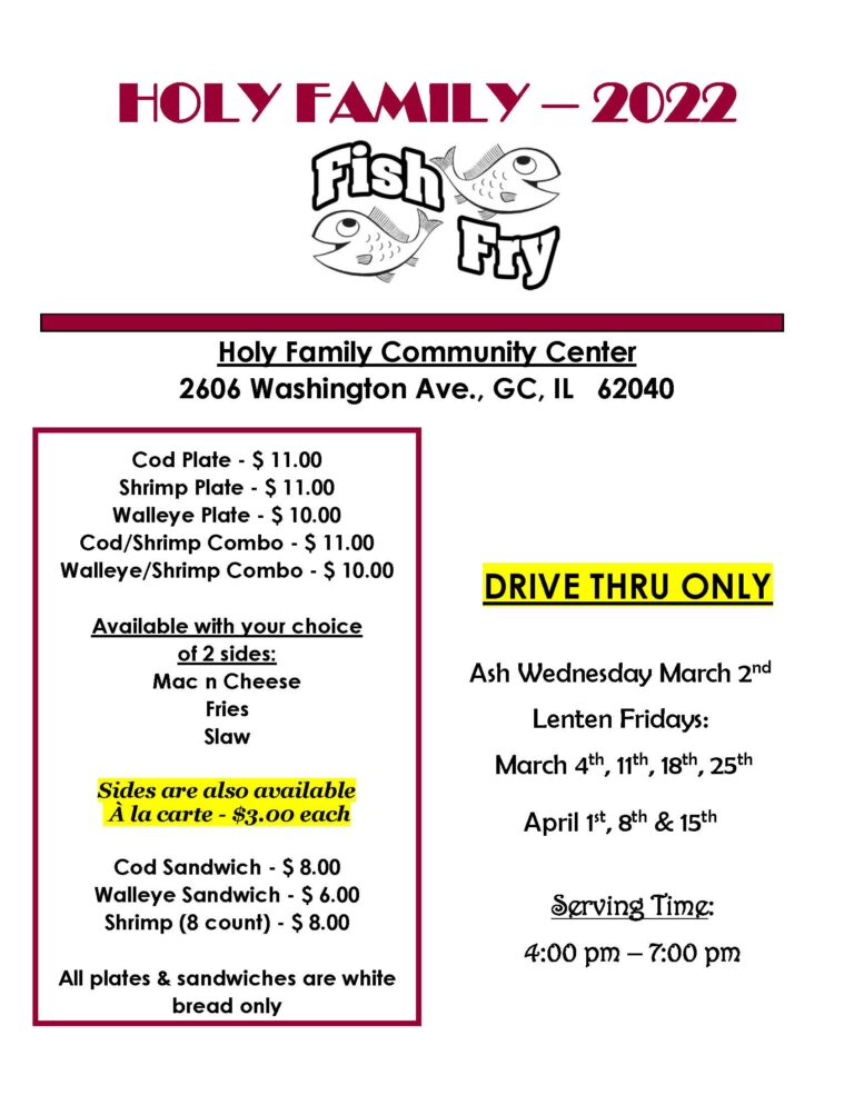 Fish Fry – Holy Family Church Granite City